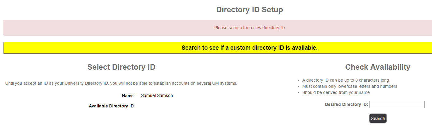 Obtain a New Directory ID for Former Students - - IT Service Desk